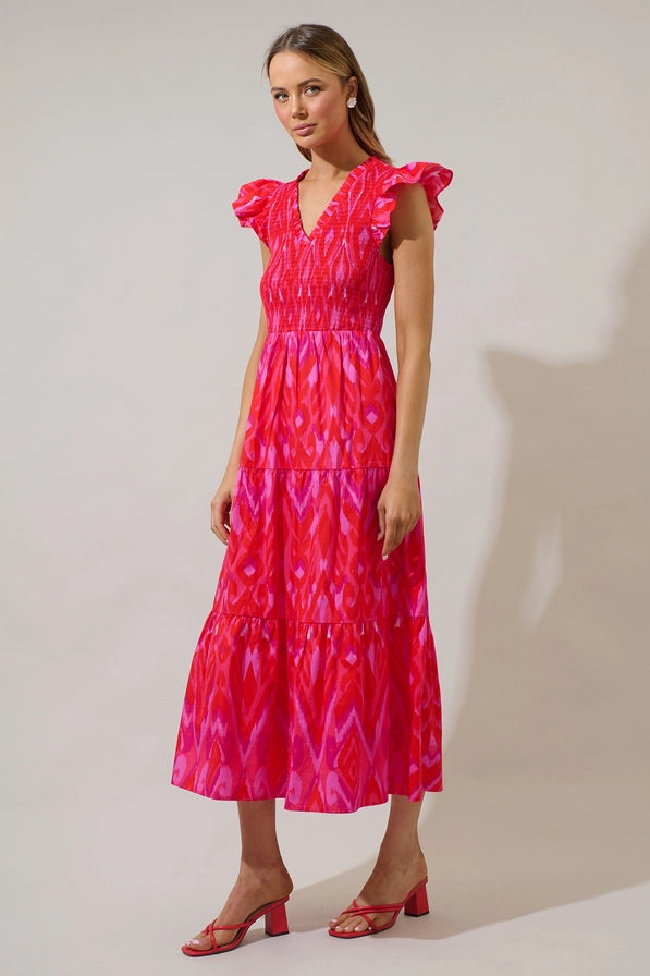 Sunfire Smocked Midi Dress - Pink Mix *Regular & Curvy* – Specialty ...