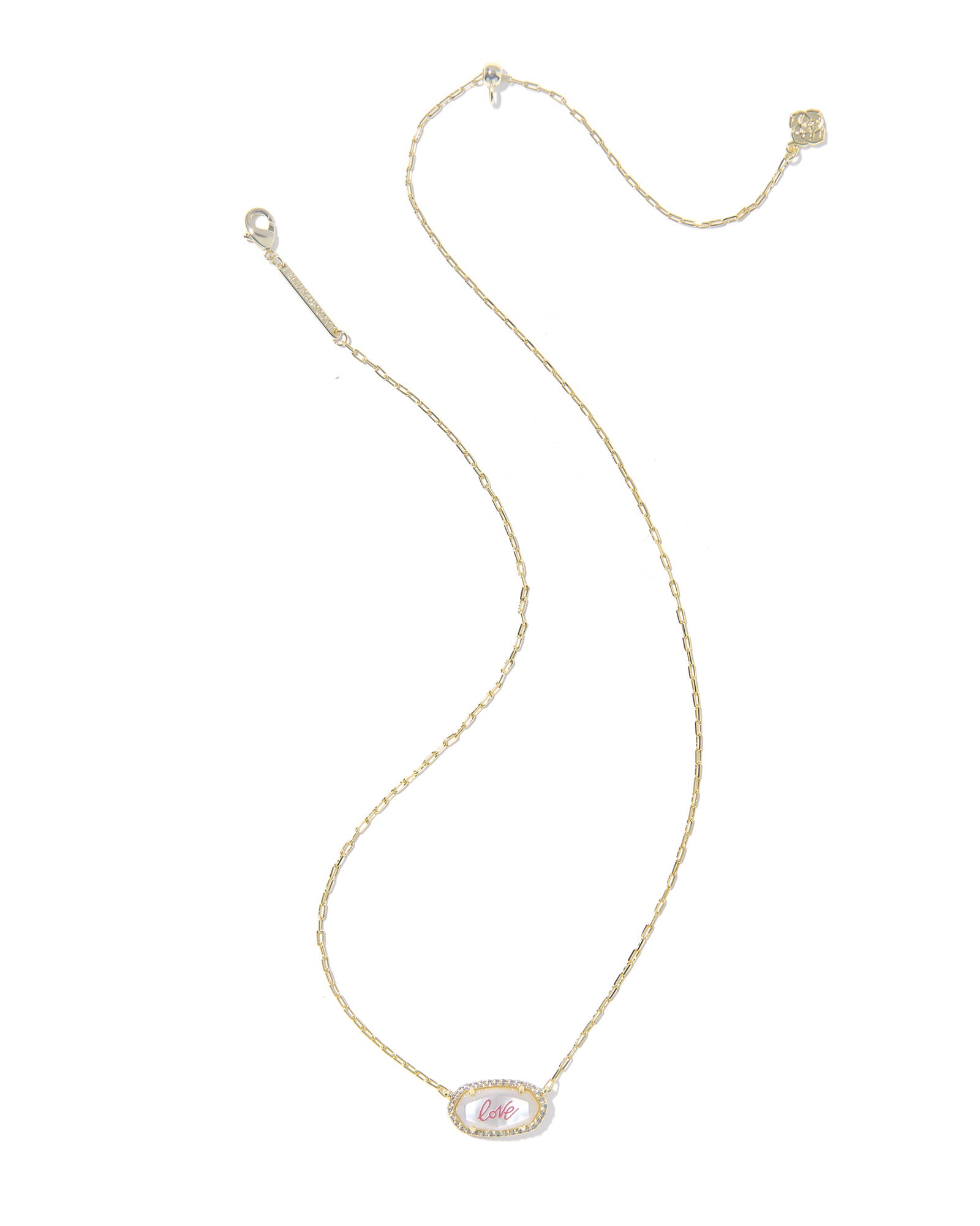 Kendra Scott Elisa Pave Frame Gold Short Pendant Necklace in Ivory Mot ...